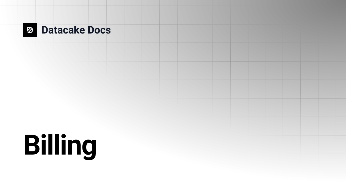 Billing | Datacake Docs